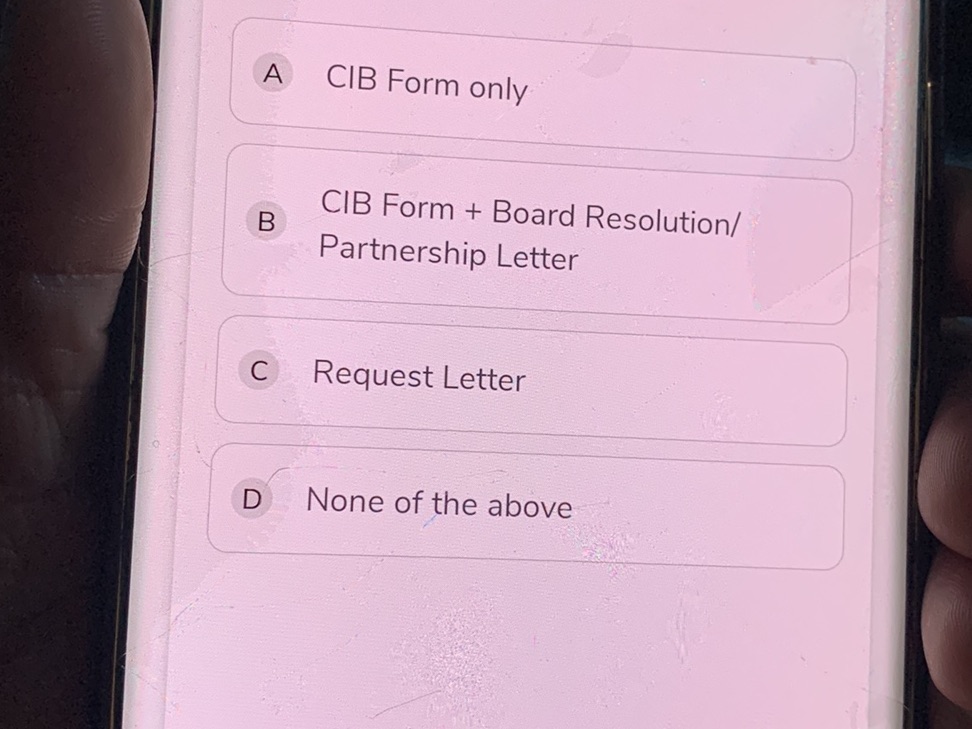 A CIB Form only B CIB Form + Board | StudyX