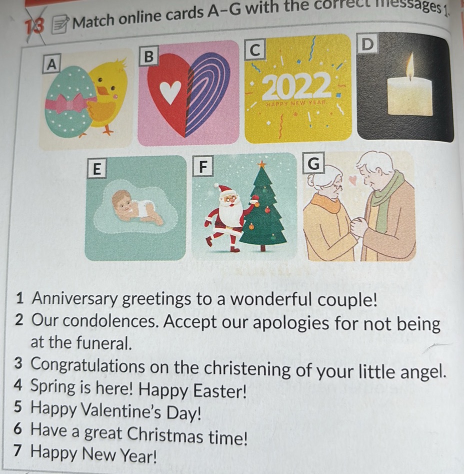 Match online cards A-G with the messages 1. | StudyX