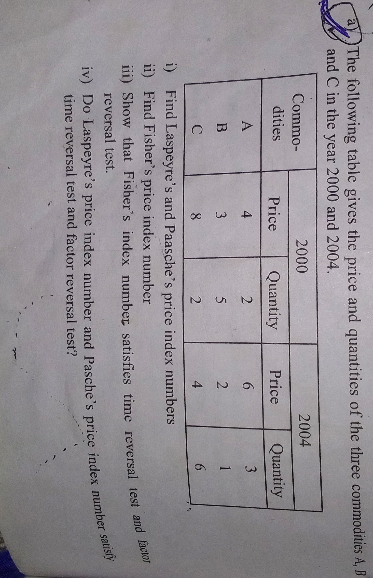 The following table gives the price and | StudyX