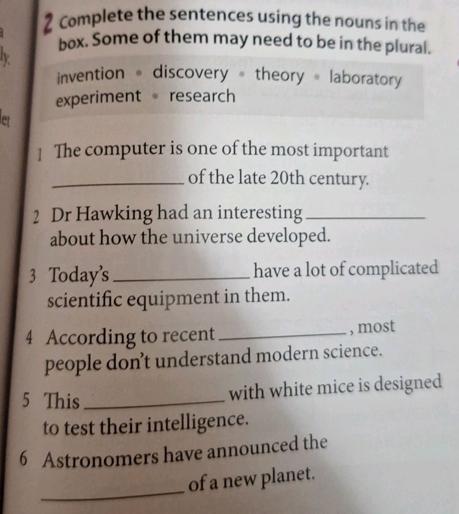 Complete the sentences using the nouns in | StudyX