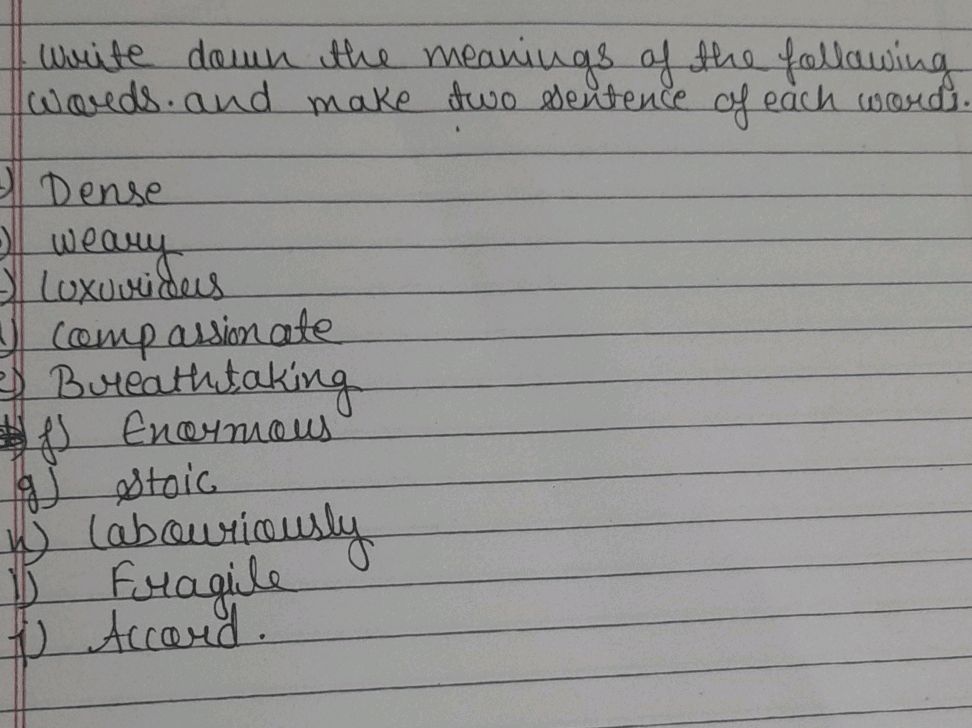 write down the meanings of the following | StudyX