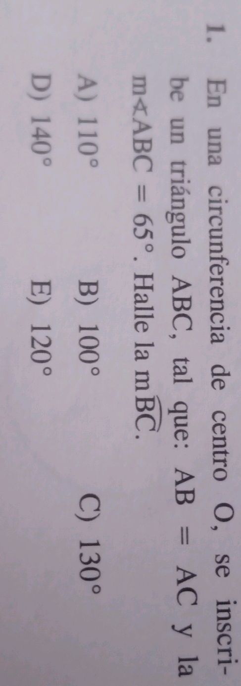 1. En una circunferencia de centro O, se | StudyX