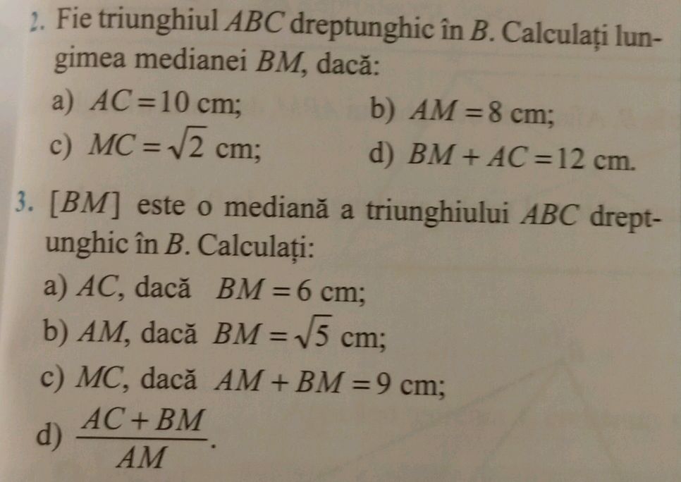 2. Fie triunghiul ABC dreptunghic în B. | StudyX