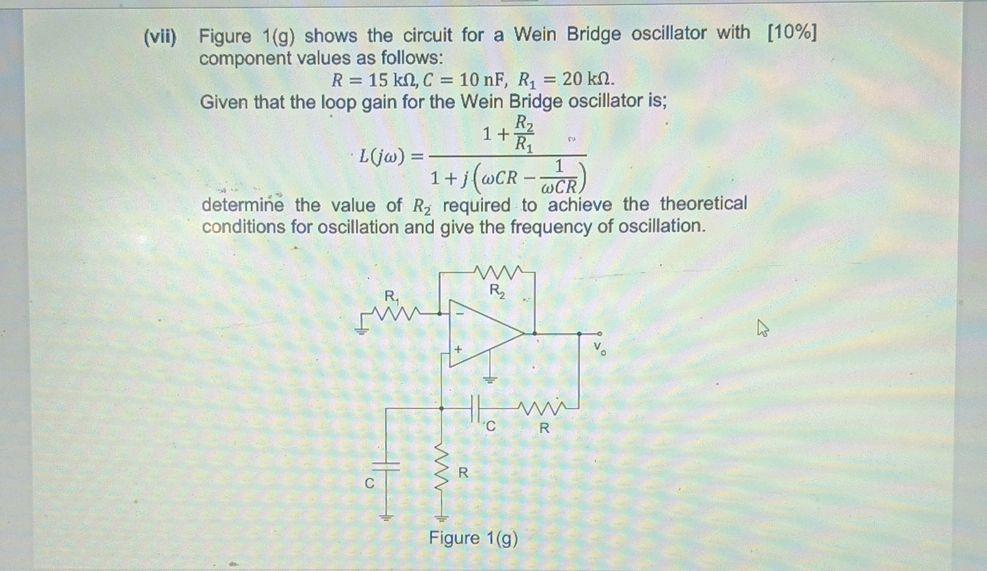 (vii) Figure 1(g) shows the circuit for a | StudyX