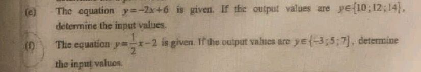(e) The equation $y = -2x + 6$ is given. If | StudyX