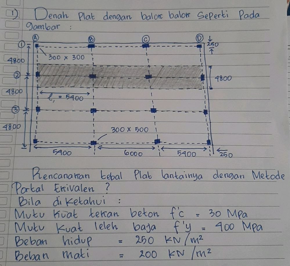 1) Denah Plat dengan balok balok Seperti | StudyX