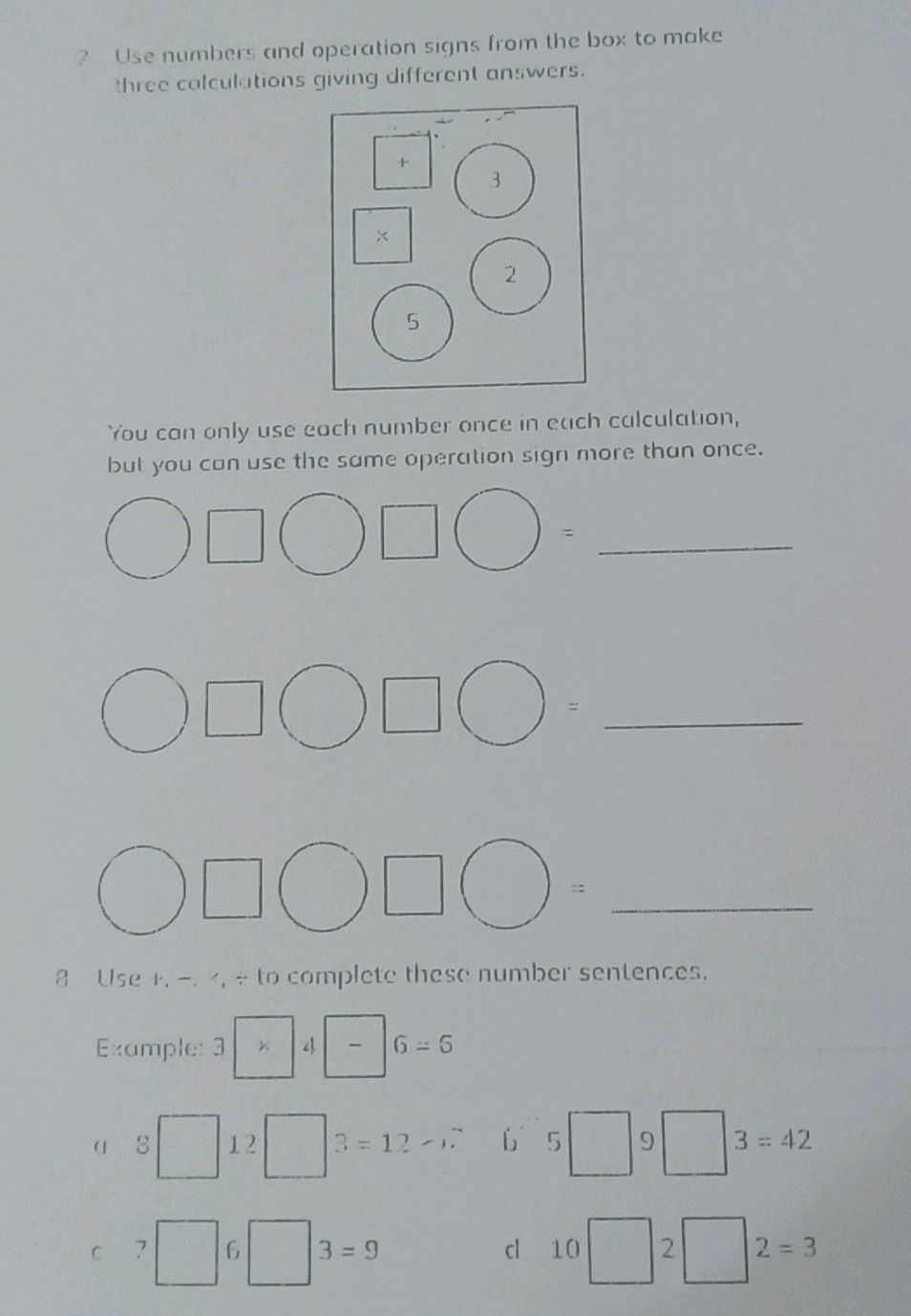 7 Use numbers and operation signs from the | StudyX
