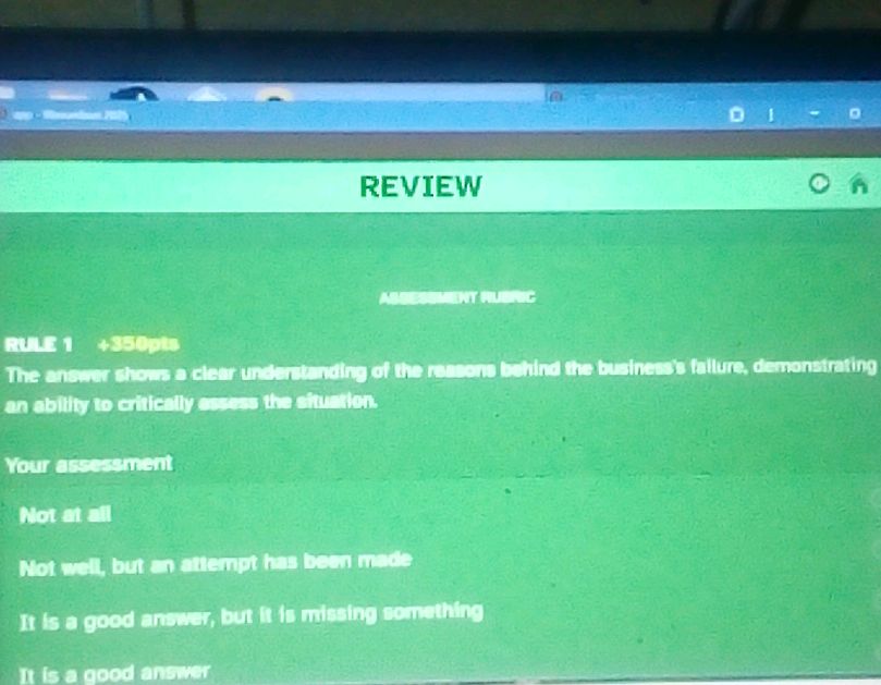 RULE 1 +350pts The answer shows a clear | StudyX