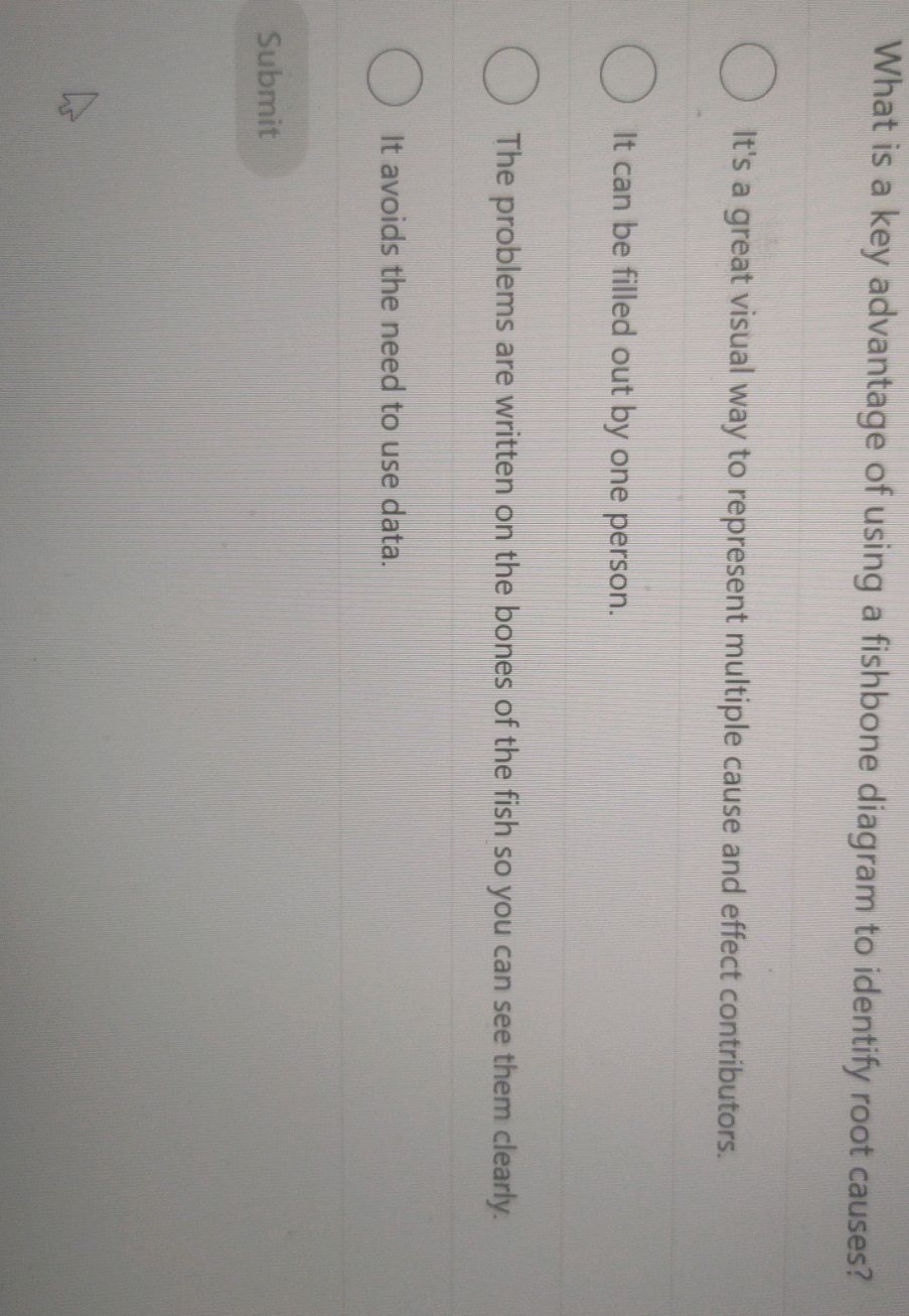 What is a key advantage of using a fishbone | StudyX