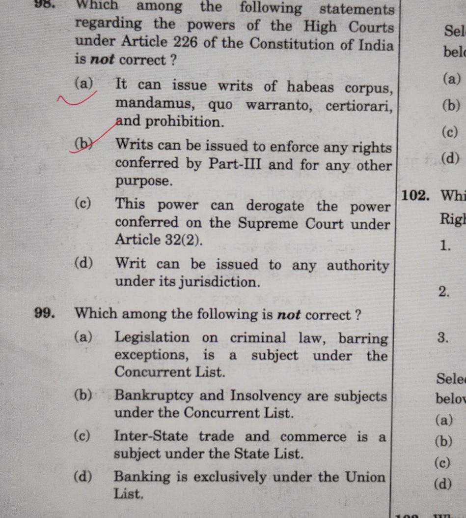 98. Which among the following statements | StudyX