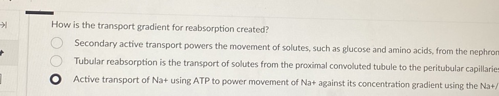 How is the transport gradient for | StudyX