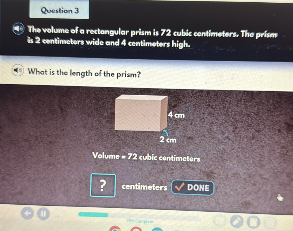 The volume of a rectangular prism is 72 | StudyX