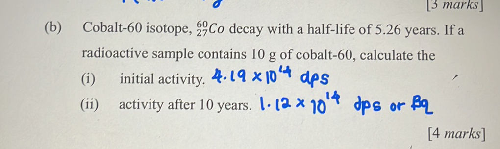 (b) Cobalt-60 isotope, $^{60}_{27}Co$ decay | StudyX