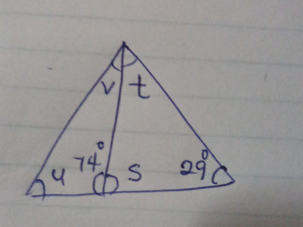The image shows a triangle with angles | StudyX