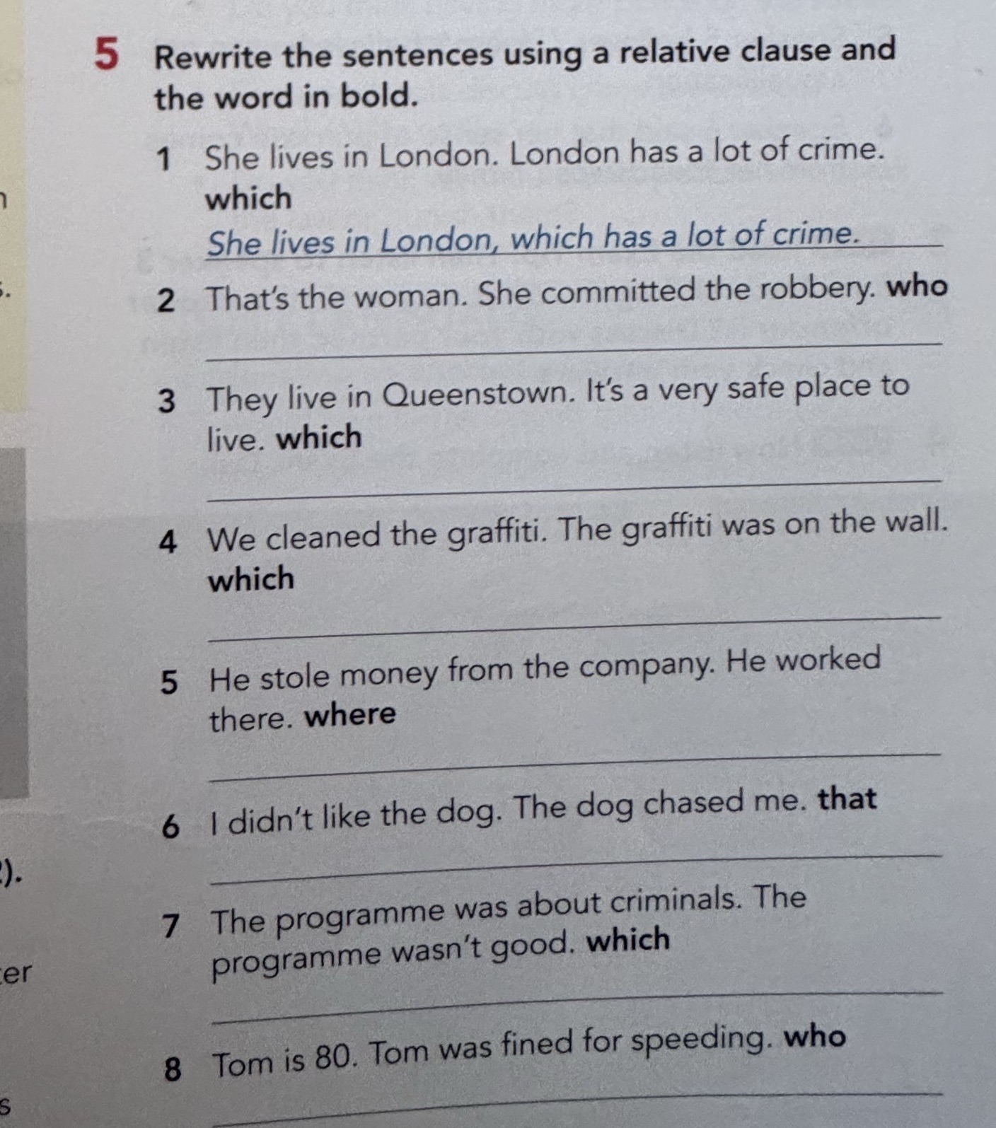 5 Rewrite the sentences using a relative | StudyX