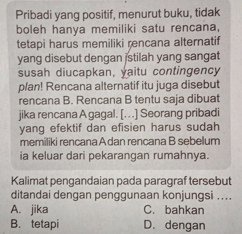 Kalimat pengandaian pada paragraf tersebut | StudyX