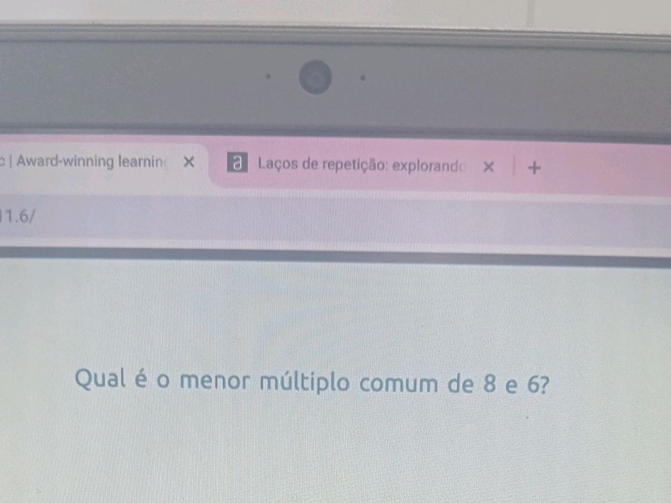 Menor múltiplo comum de 8 e 6 | StudyX