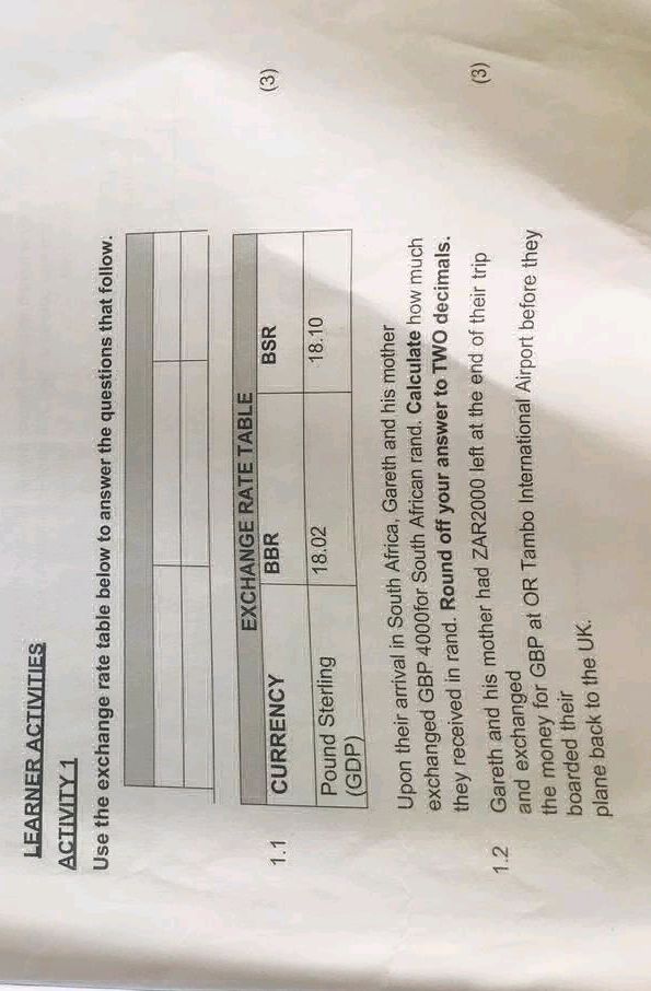 Use the exchange rate table below to answer | StudyX