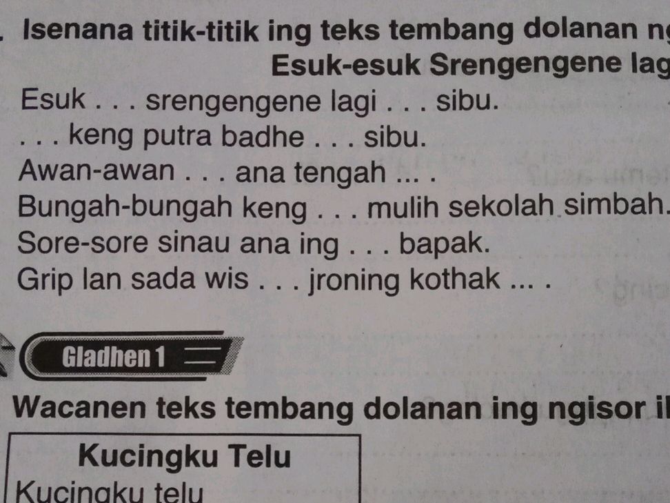 Isenana titik-titik ing teks tembang dolanan | StudyX