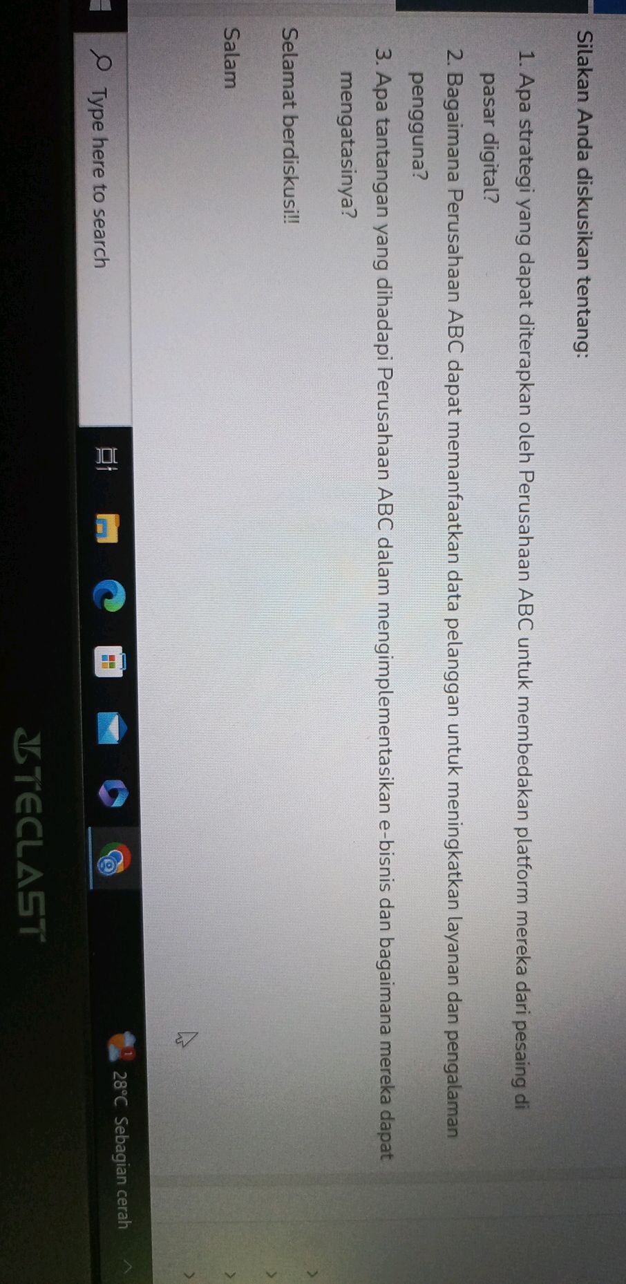 1. Apa strategi yang dapat diterapkan oleh | StudyX