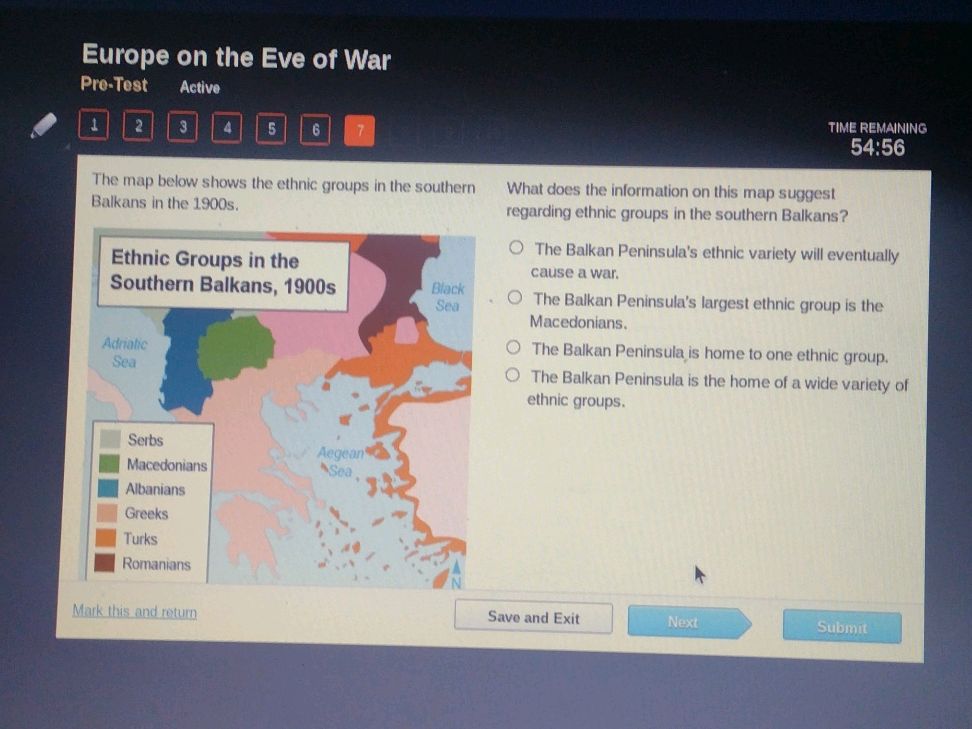The map below shows the ethnic groups in the | StudyX
