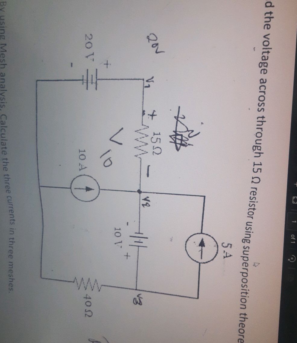 Find the voltage across through 15 $ $ | StudyX