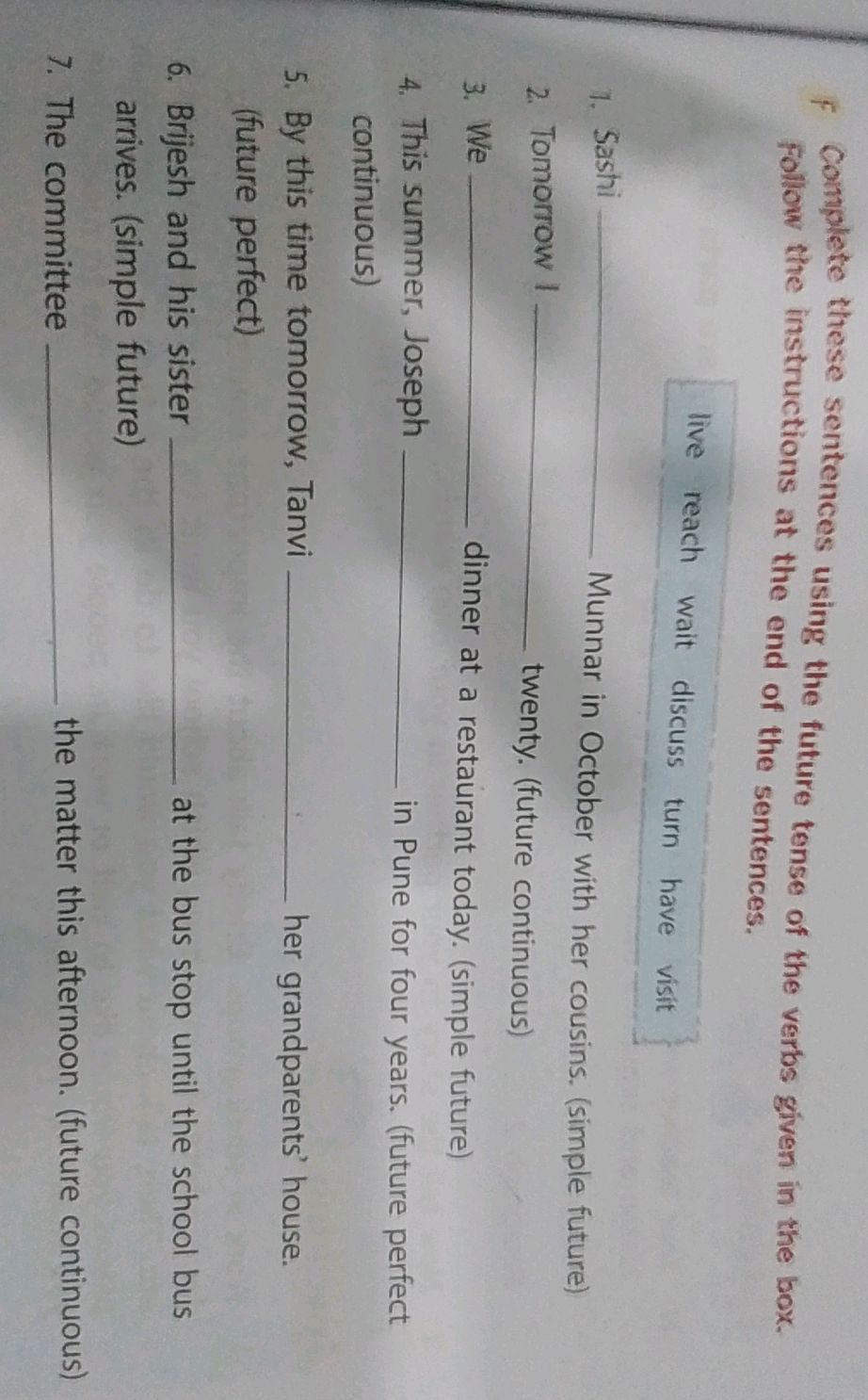 Complete these sentences using the future | StudyX