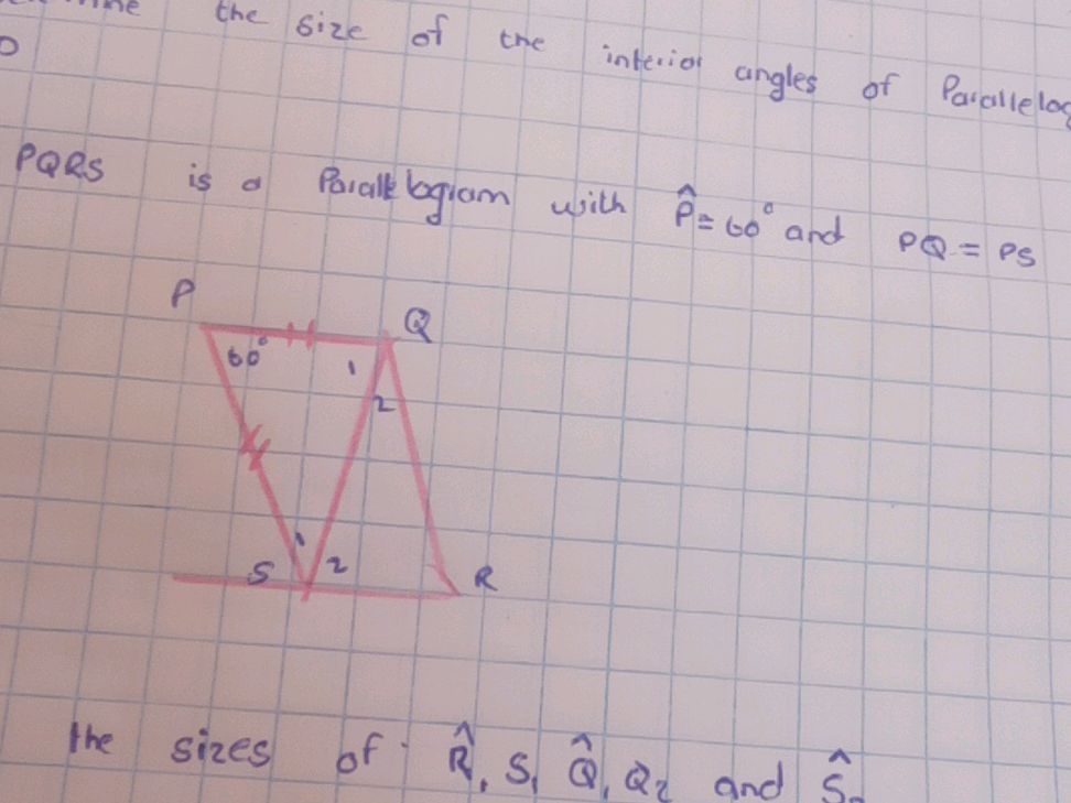 PQRS is a Parallelogram with $ {P} = 60^ $ | StudyX