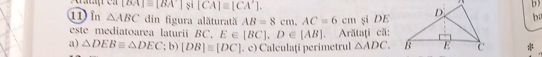11 În \( ABC\) din figura alăturată AB = 8 | StudyX