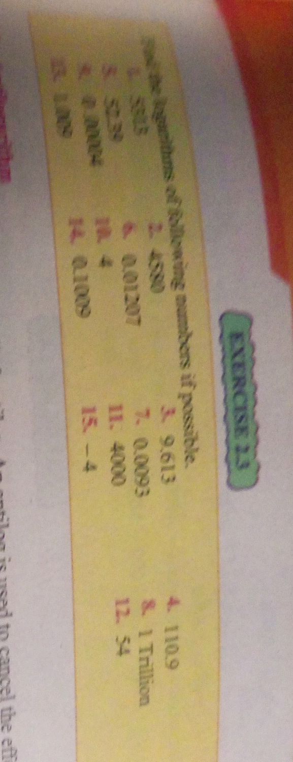 Find the logrithms of following numbers if | StudyX