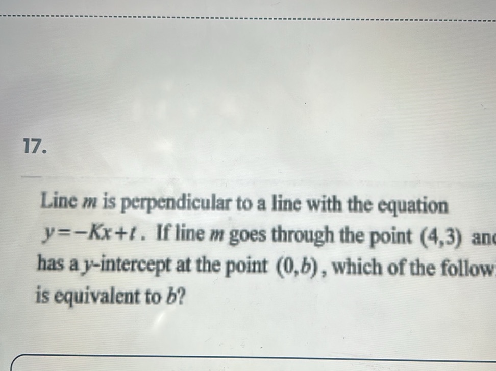 Line m is perpendicular to a line with the | StudyX