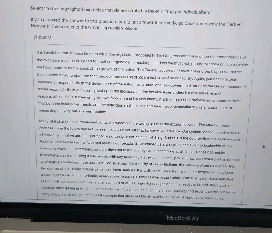 Select the two highlighted examples that | StudyX