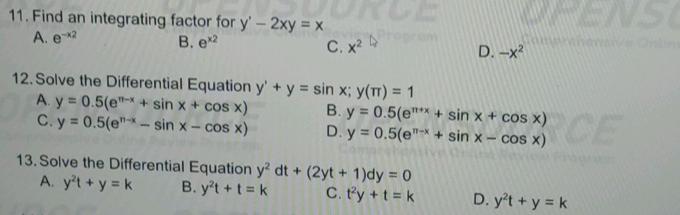 11. Find an integrating factor for $y' - 2xy | StudyX