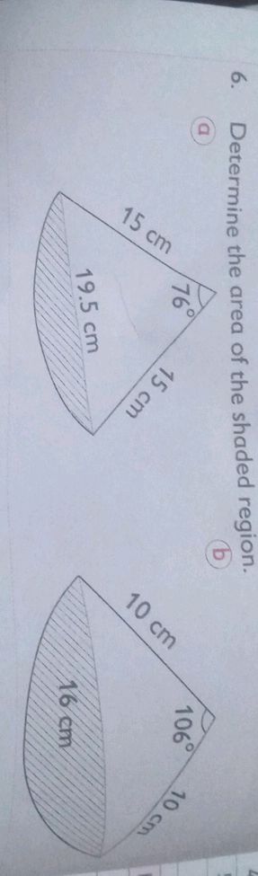 6. Determine the area of the shaded region. | StudyX