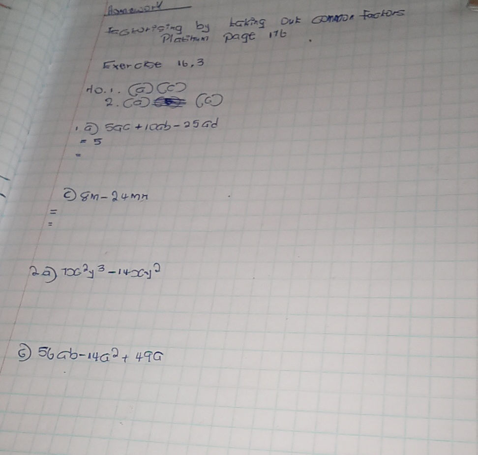 1. a) 5ac + 10ab - 25ad = c) 8m - 24mn = 2 | StudyX