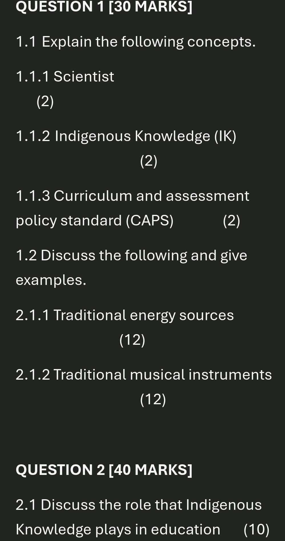 QUESTION 1 [30 MARKS] 1.1 Explain the