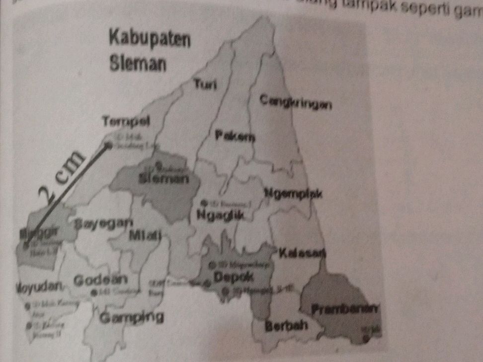 The image shows a map of Kabupaten Sleman | StudyX