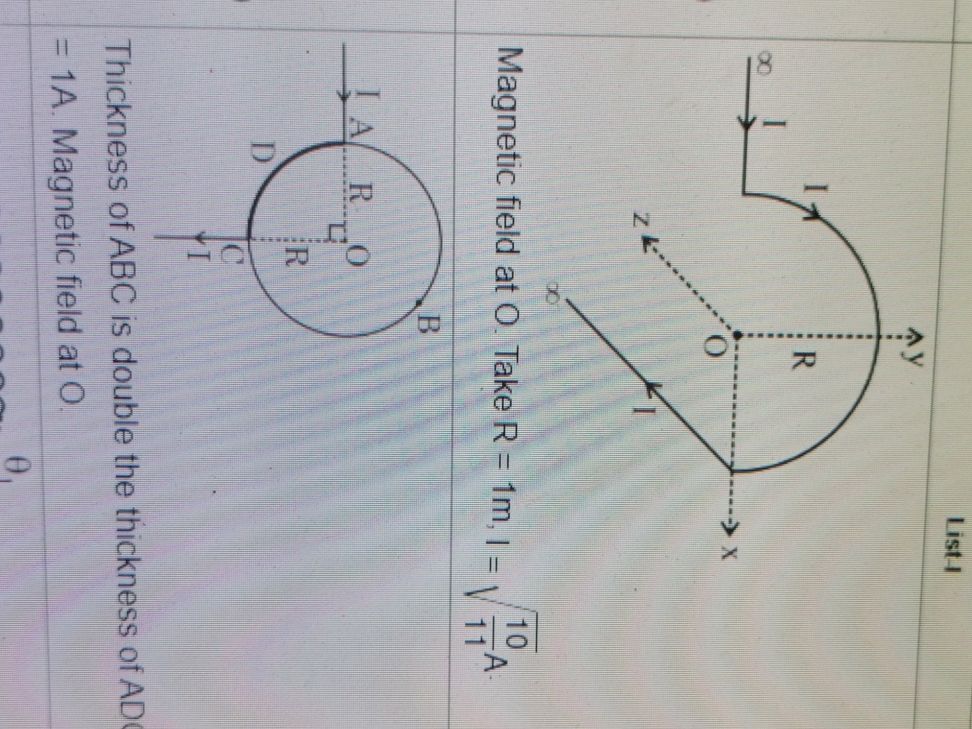 Magnetic field at O. Take R = 1m, I = \( { | StudyX
