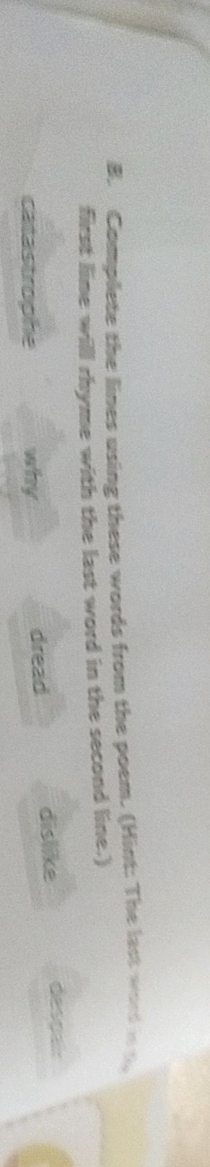 B. Complete the lines using these words from | StudyX