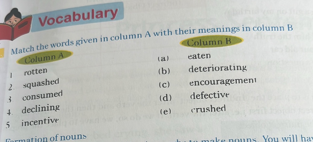 Match the words given in column A with their | StudyX