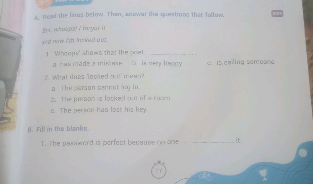 A. Read the lines below. Then, answer the | StudyX