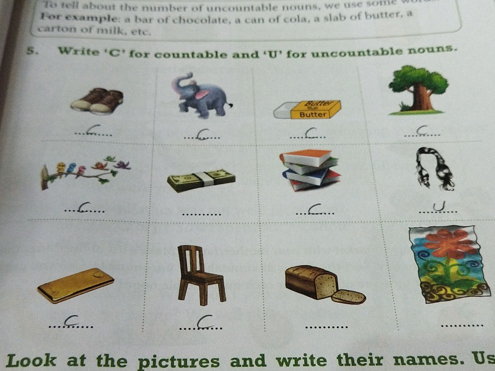 Write 'C' for countable and 'U' for | StudyX