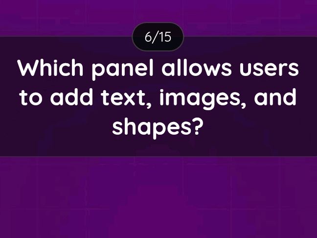 Which panel allows users to add text, | StudyX