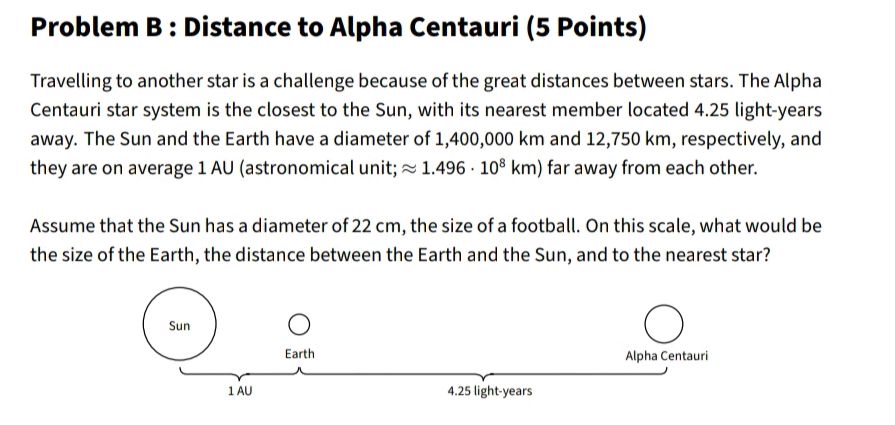 Problem B: Distance to Alpha Centauri (5