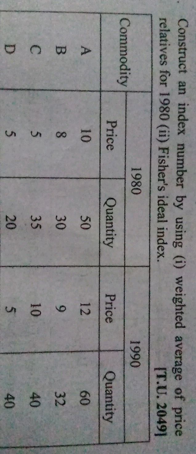 Construct an index number by using (i) | StudyX