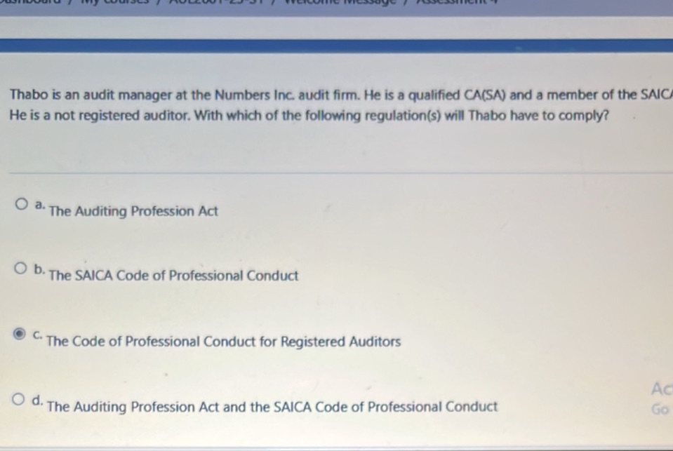 Thabo is an audit manager at the Numbers | StudyX