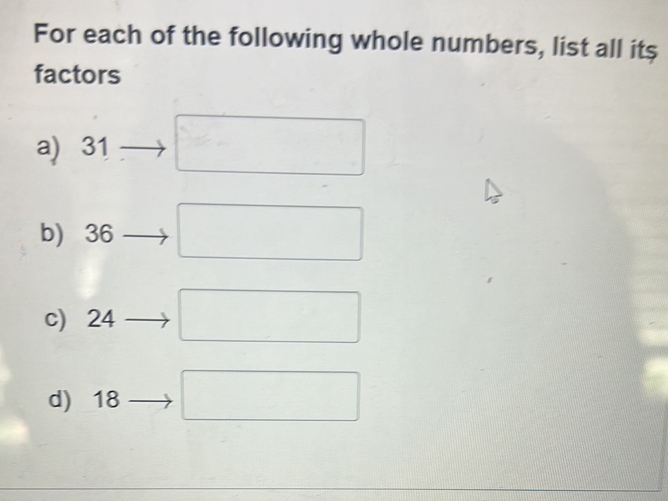 For each of the following whole numbers, | StudyX