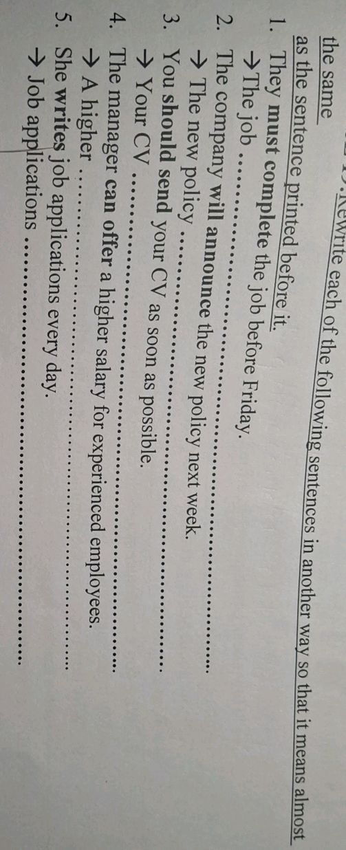 Rewrite each of the following sentences in | StudyX