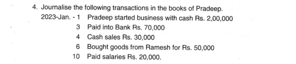 4. Journalise the following transactions in | StudyX