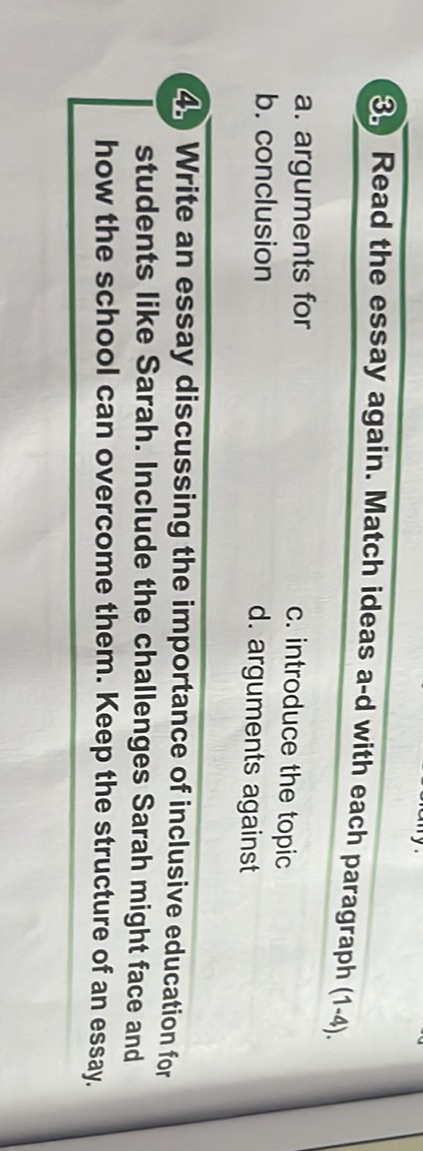 3. Read the essay again. Match ideas a-d | StudyX